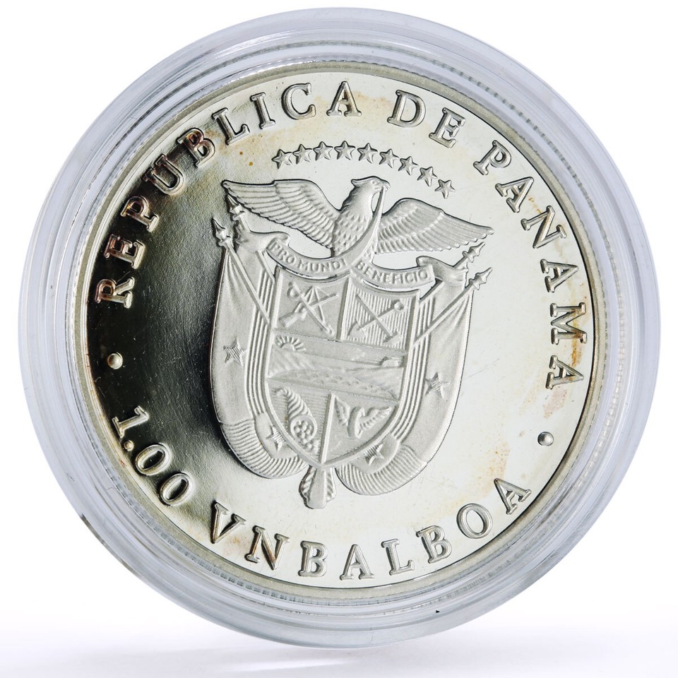 Panama 1 balboa Seoul Summer Olympic Games Tennis proof silver coin ...