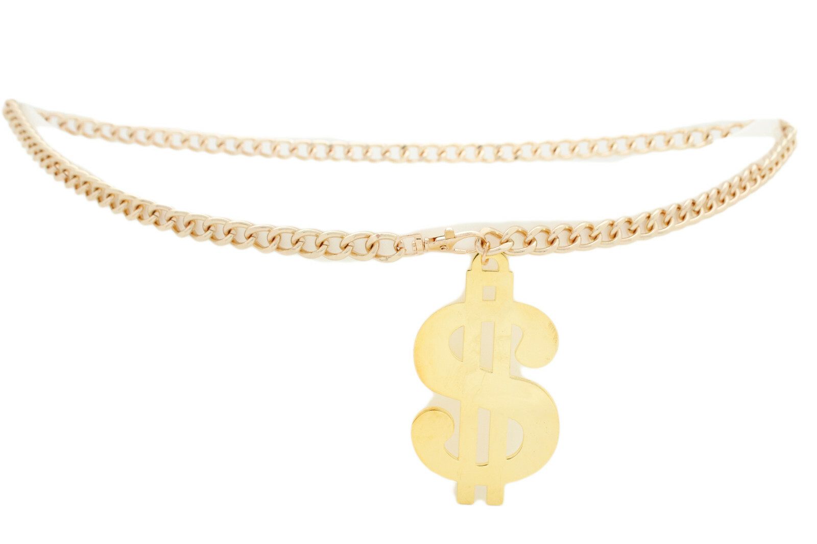 Women Gold Metal Chain US Dollar Money $ Charm Hip High Waisted Belt ...