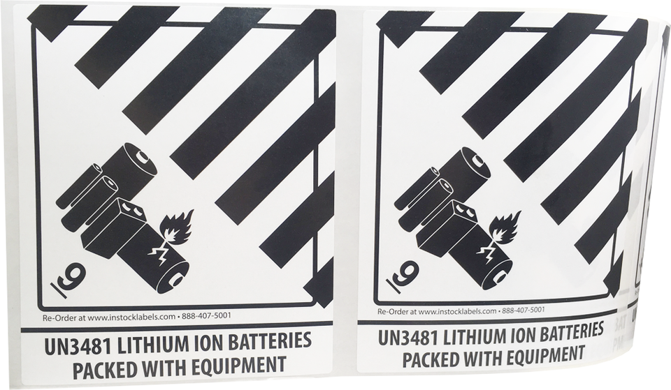 Hazard Class 9 UN3481 Battery Stickers | 4 x 4.75" Inches Wide | 500 ...