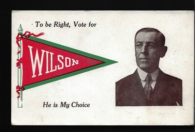 1912 Woodrow Wilson Presidential Campaign Pennant Postcard Many ...