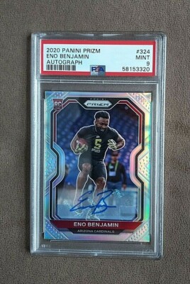 2020 Panini Prizm Eno Benjamin Silver Prizm RC Rookie Auto PSA 9 Mint ...