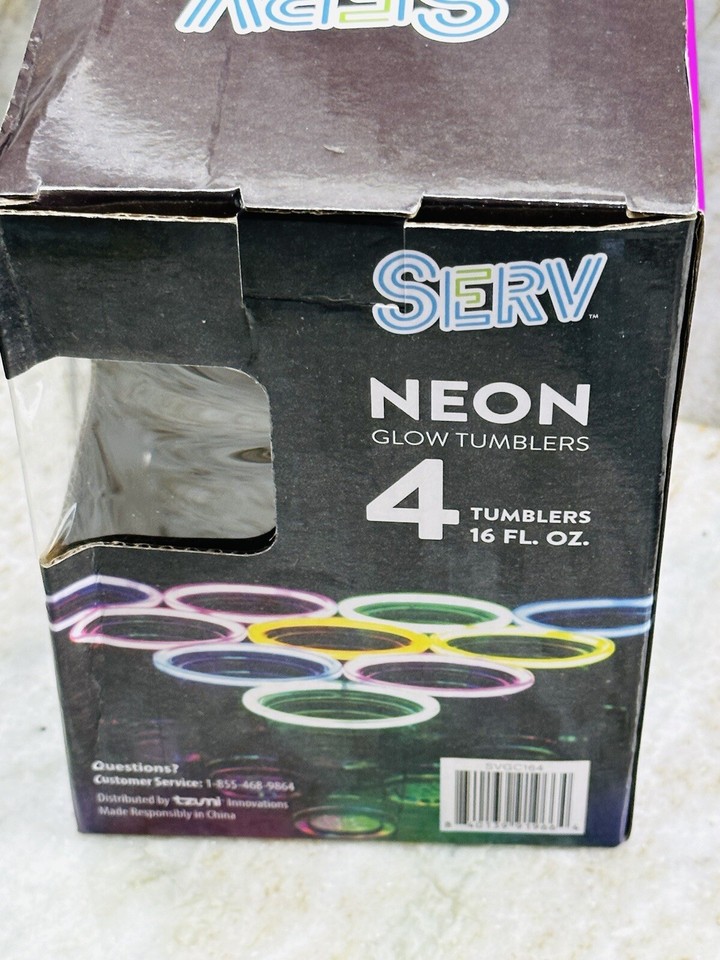 Serv Neon Glow Tumblers 4 16 Fl Oz - Glows For 8-12 Hours | eBay