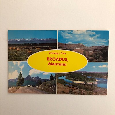 Greetings From Broadus Montana 4 View Vintage Postcard Q | eBay