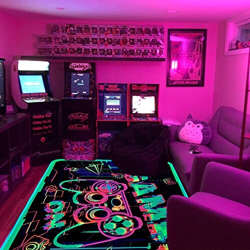 KMkicme Gaming Area Rug Blacklight for Bedroom Game Printed Carpet UV ...