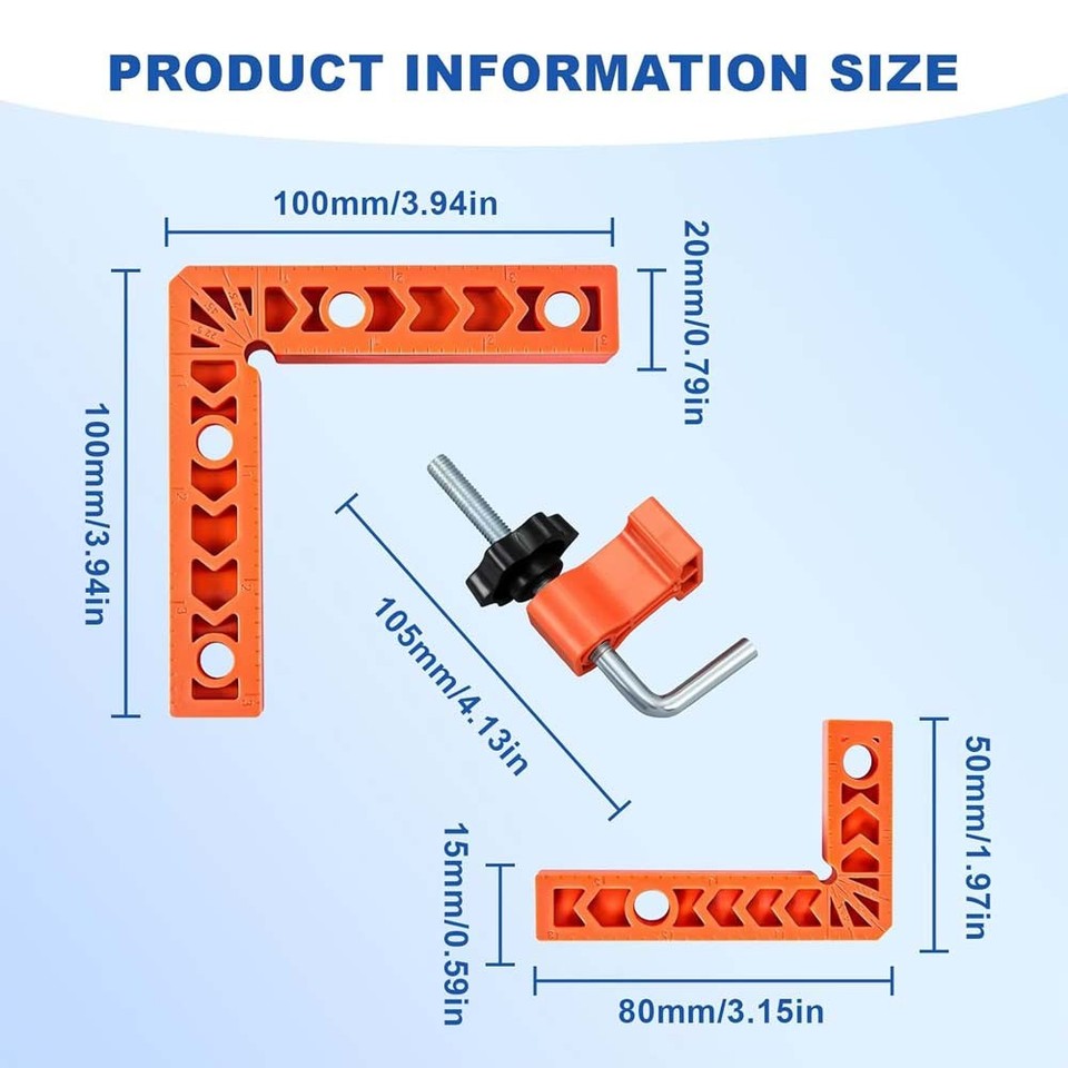 4X 90 Degree Positioning Squares Right Angle Clamps For Clamp Corner ...