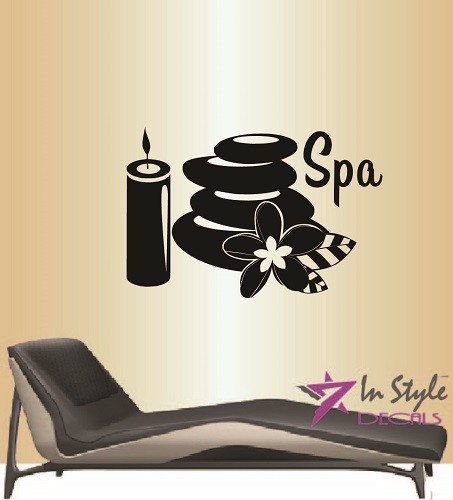 Vinyl Decal Spa Salon Spa Stones Candle Lotus Flower Relax Room Wall ...