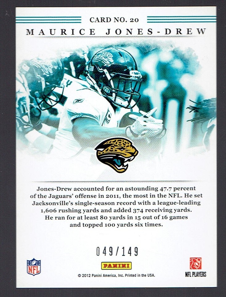 2012 Panini Donruss Elite Series Maurice Jones-Drew Gold Football Card ...