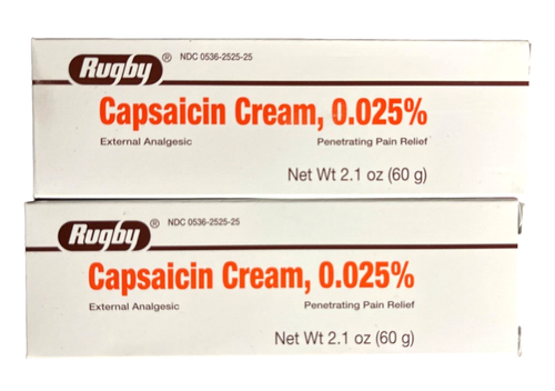 Rugby Capsaicin Cream 0.025% Regular Strength Pain 60gm ( 2 pack ...