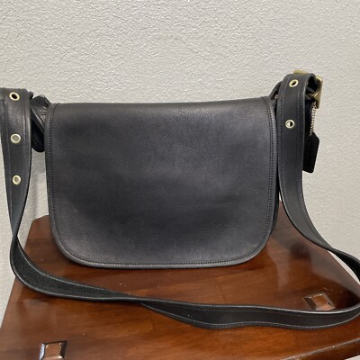 Vintage Coach 9951 Patricia Legacy Flap Black Leather Crossbody Saddle ...