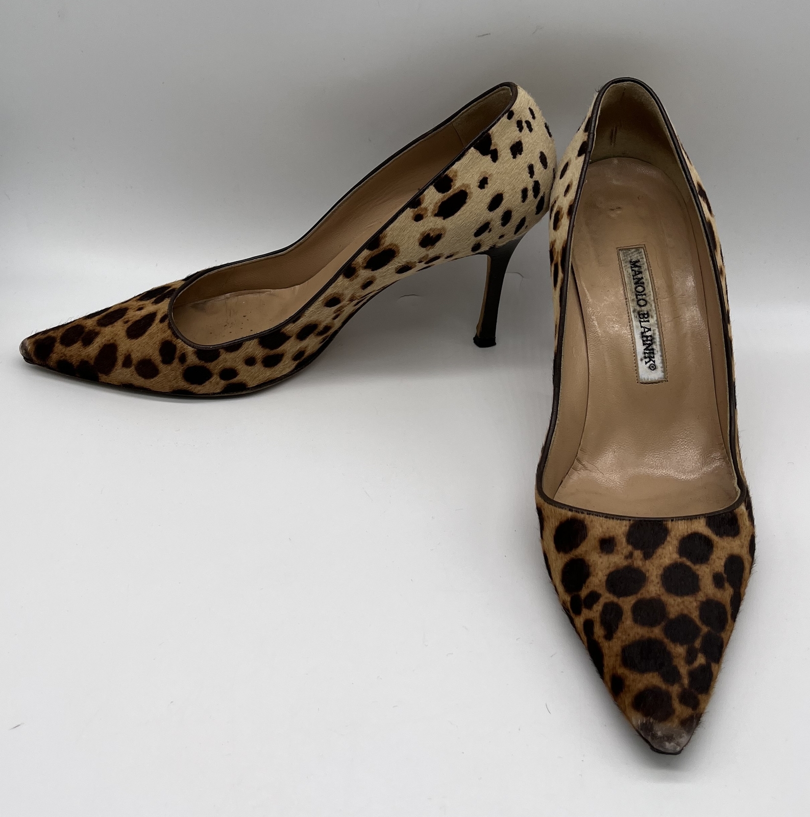 Manolo Blahnik Animal Print Pony Hair Pointed Toe Pum… - Gem
