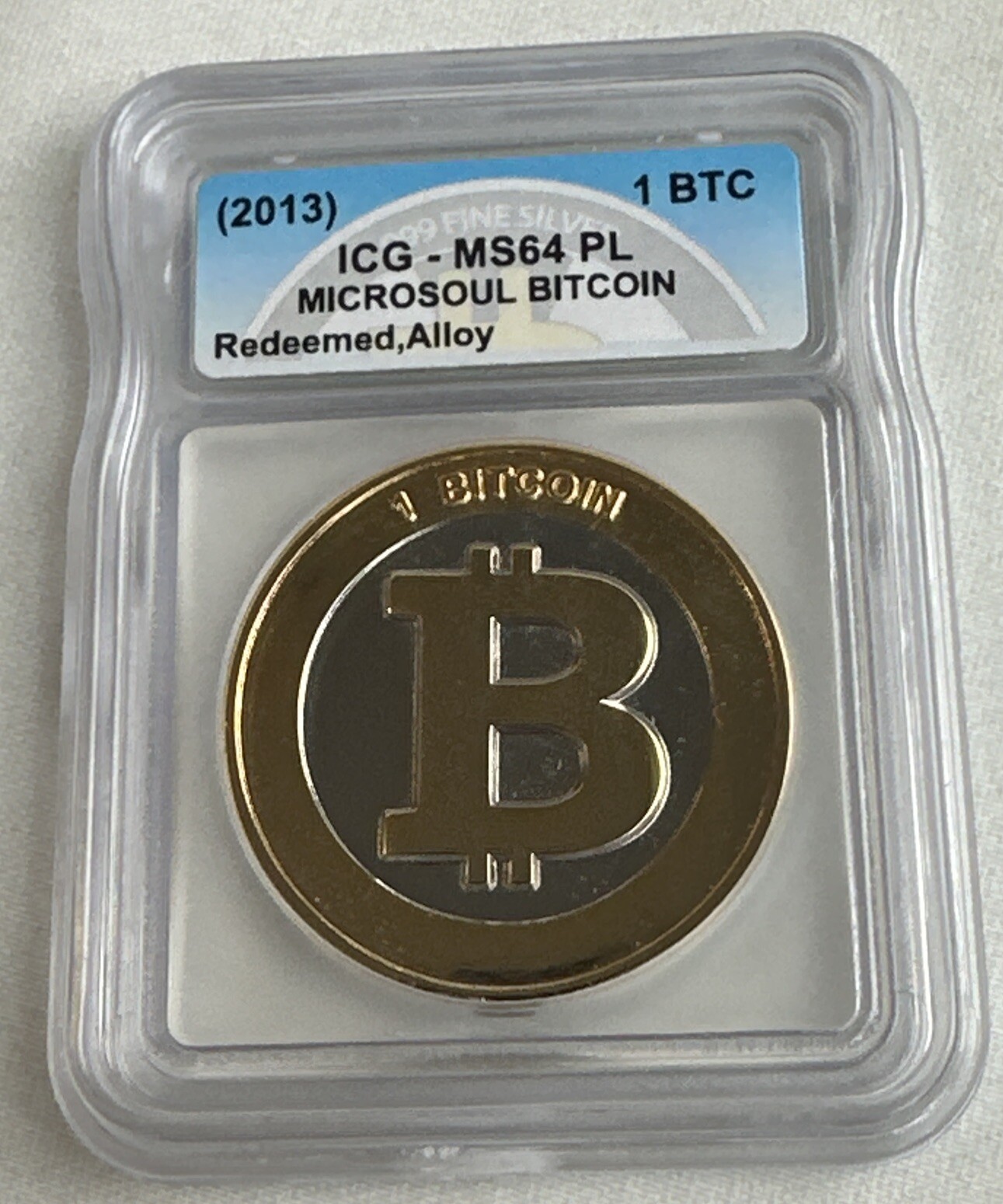 2013 Microsoul PBC Coin /100 made - 1 Bit Coin-ICG MS64-Redeemed- BTCC ...