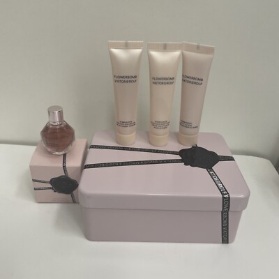 Viktor & Rolf Flowerbomb Mini 4pc Set 7ml Edp, 15ml Lotion, 15ml Cream ...