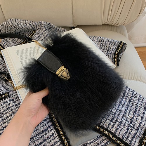 Womens Ladies Real Fox Fur Bag Purse Luxury Wallet Phone Pouch ...