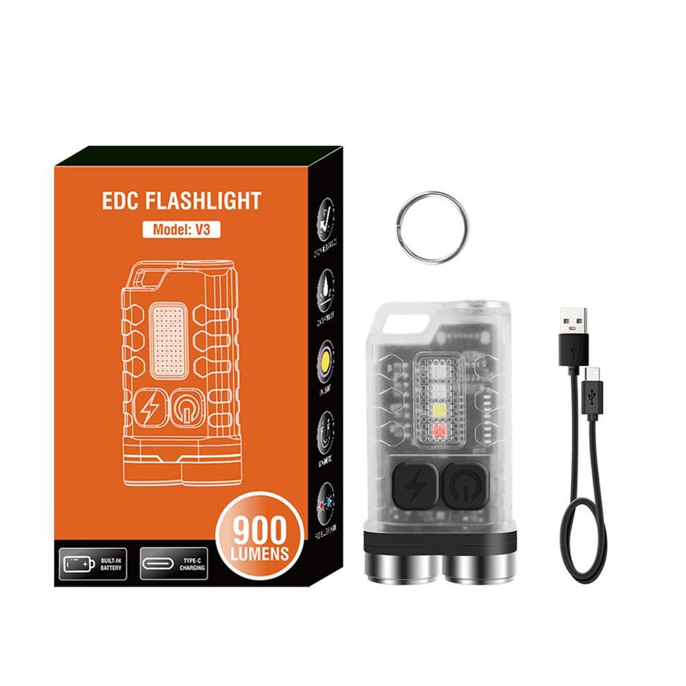 Mini EDC Flashlight 900LM USB Type-C Charging Keychain Light ...