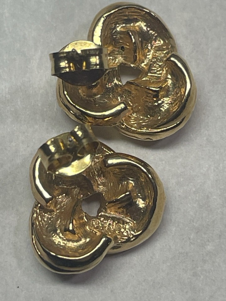 Roman Signed Love Knot Earrings Gold Tone W/ Clear Rhinestones | eBay