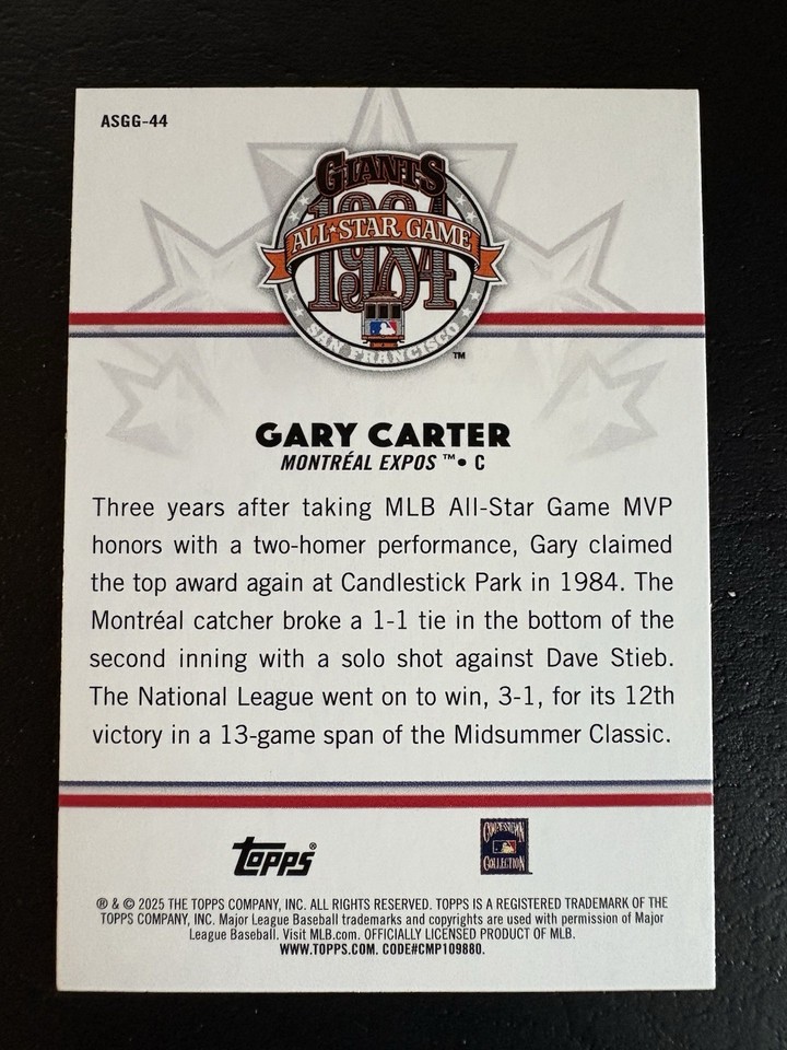 2025 Topps Gary Carter All-Star Game Greats #ASGG-44 Montreal Expos | eBay