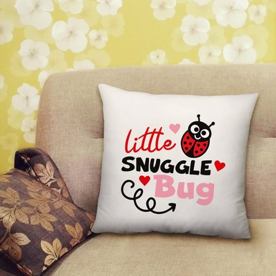 Little Snuggle Bug Red & Pink Printed Cushion Gift Filled Insert - 40cm ...