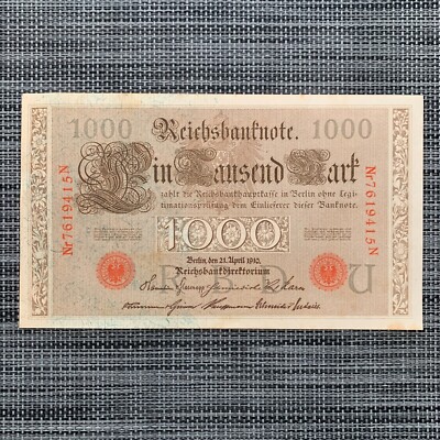 Authentic Historical BERLIN 1910 Germany 1000 Mark Banknote Currency ...