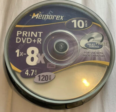 Memorex DVD+R White Print Spindle 10pk Sealed | eBay