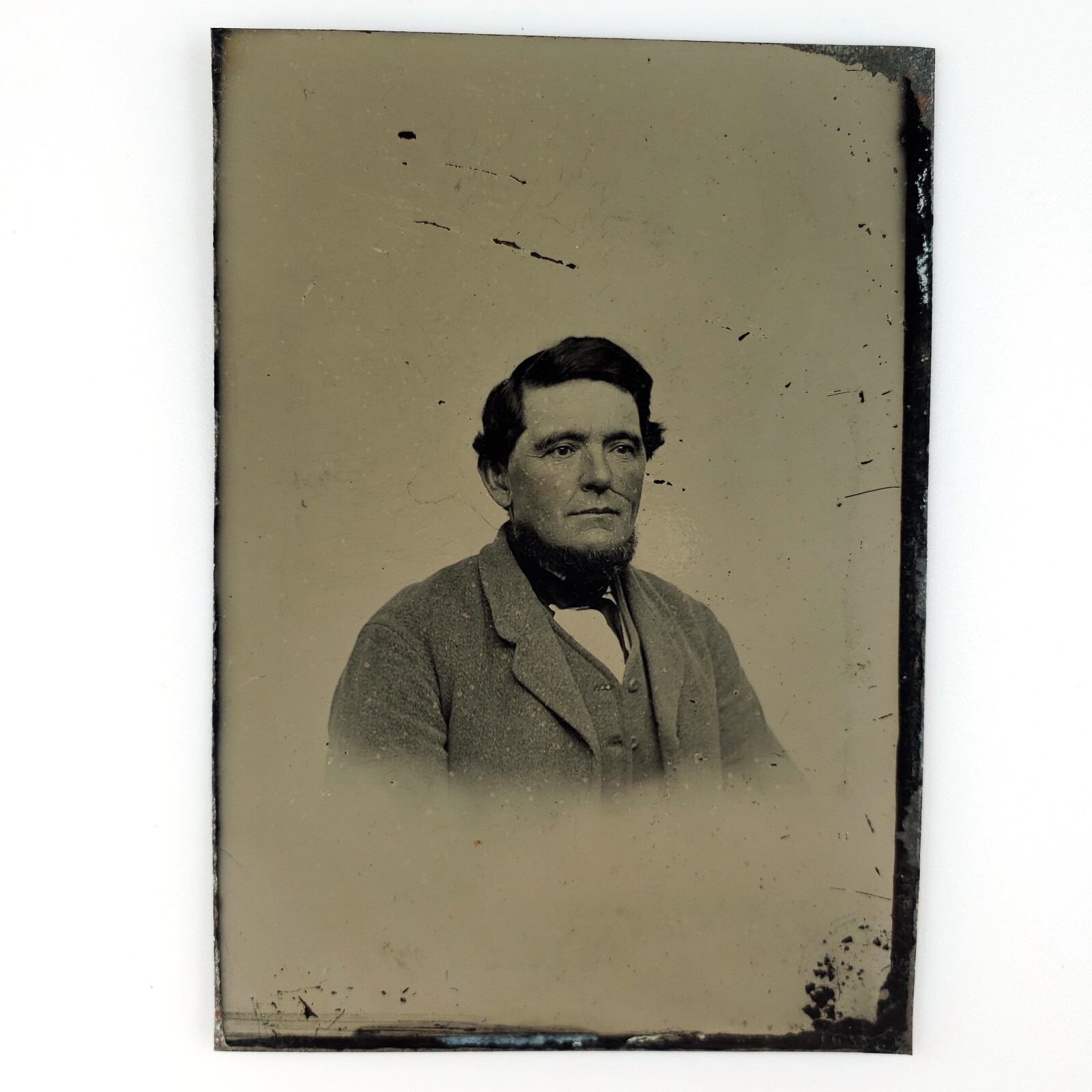 Chin Curtain Neckbeard Man Tintype c1870 Antique 1/6 Plate Vest Photo ...