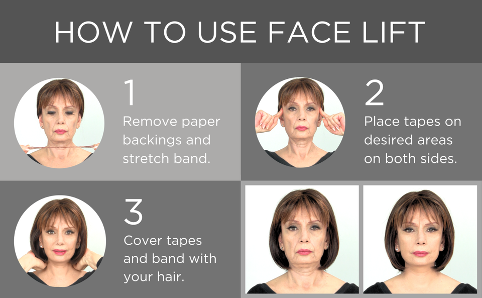 Secret Lift Pro - Face and Eye Lift (Dark Hair) Facelift Tapes and ...