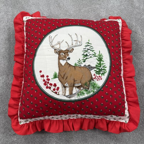 Vintage Double Sided Quilted Fringe Deer Buck Throw Pillow 18" x 18" | eBay