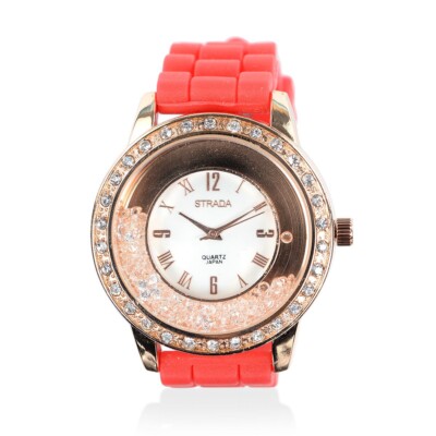 Strada Watch Womens Red Silicone Band SPLASH WATER RESISTANT | eBay