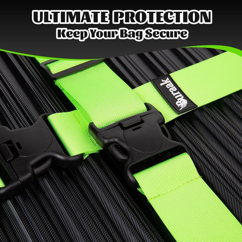 4 Adjustable Luggage Straps and 4 Name Tags Extra Strong Safety ...