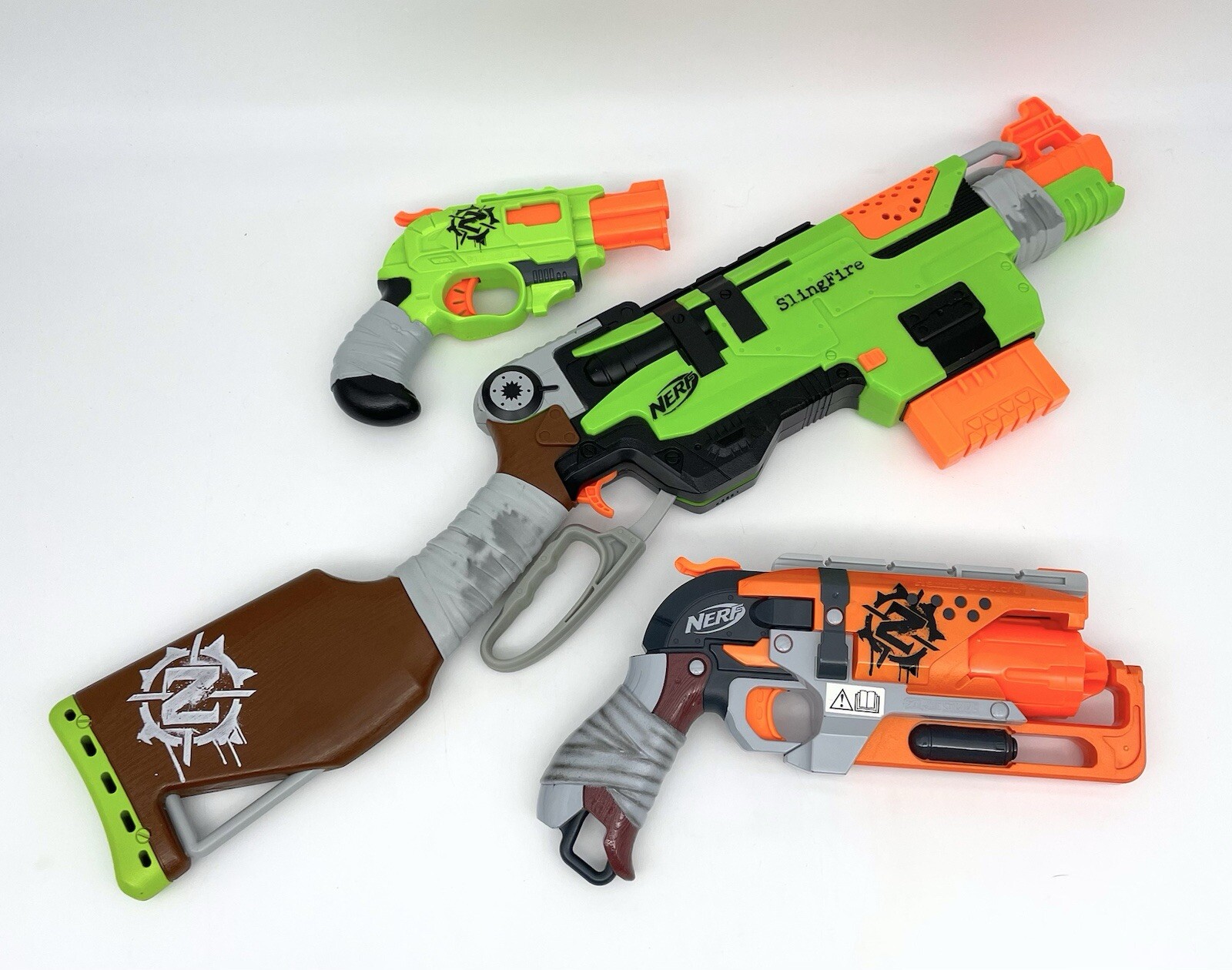 Zombie Strike Nerf Guns Lot of 3 Slingfire, Hammerhead & DoubleStrike ...