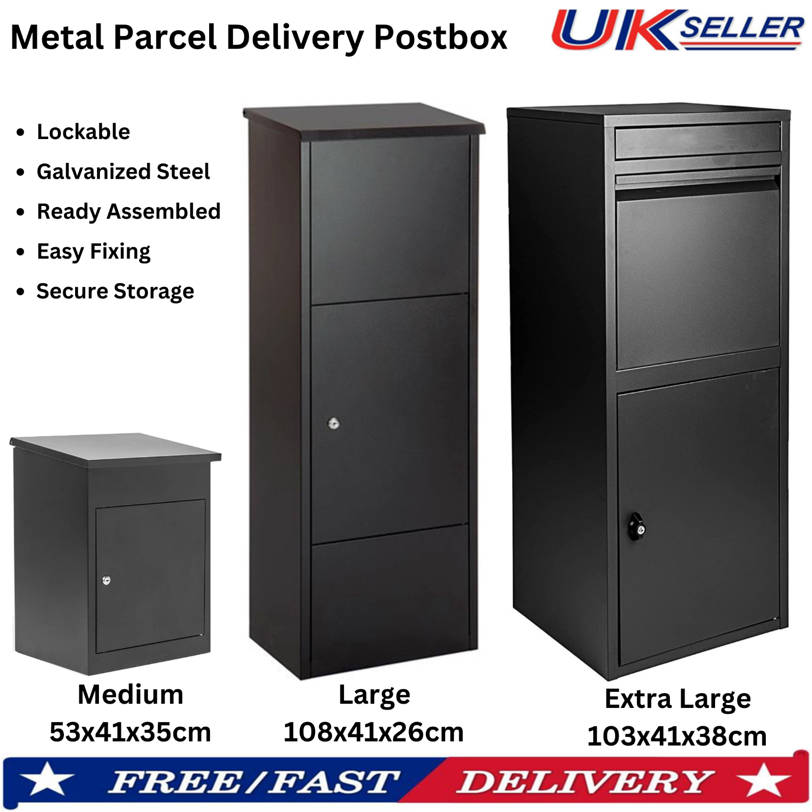 Lockable Metal Parcel Delivery Secure Dropbox Outdoor Storage Letter ...