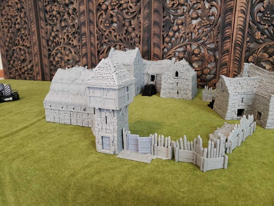 Manor Houses, Guard Tower, and Barn - Medieval Hamlet Terrain - Fantasy ...
