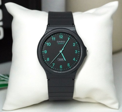 Casio POP MQ-24B-8B Black Analog Green Basic Design Quartz Youth Casual Watch | eBay