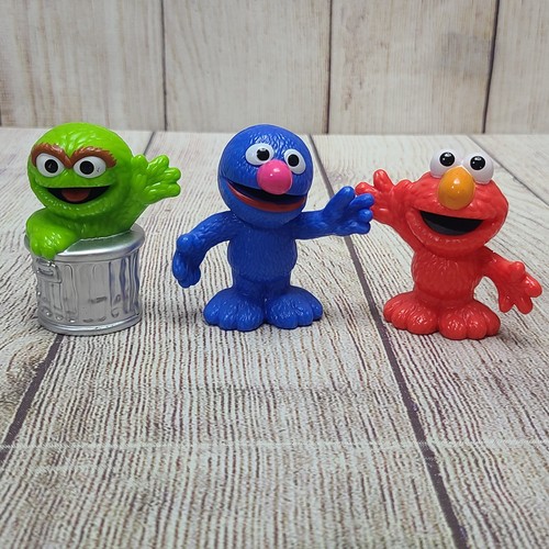 Hasbro Sesame Street Figures Toys Lot of 3 Grover Elmo Oscar Grouch 2.5 ...