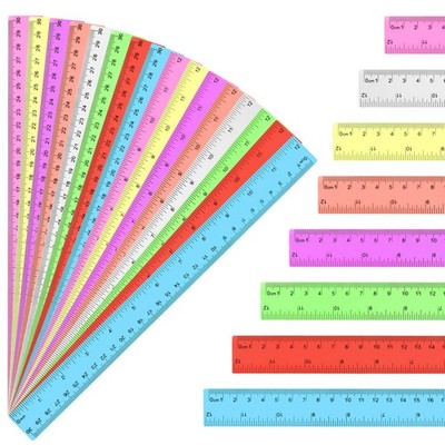 16 Pack Assorted Color Clear Rulers 12 inch, Plastic Ruler Bulks for ...