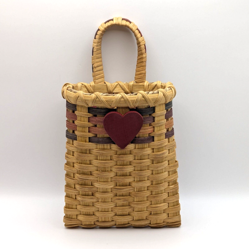 Handwoven Splint Basket Red Heart Adornment Handmade Heirloom Signed ...