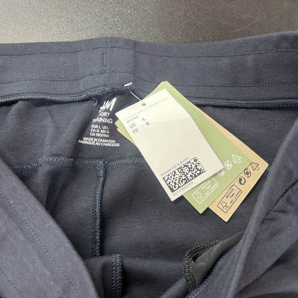 H&M Womens Blue Drawstring Sport Training Pants NAVY BLUE LARGE NWT | eBay