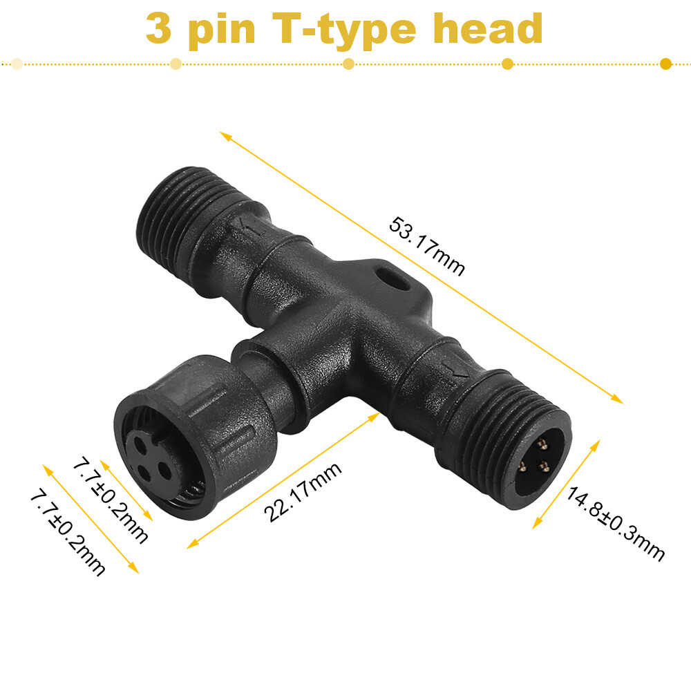 5pcs T-connector 3-Pin Waterproof for Dual color temperature LED Deck ...