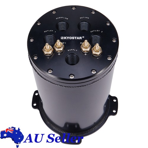 Black Aluminum 2.6L / 2.8L Fuel Surge Tank For Twin 39-40mm Fuel Pumps ...