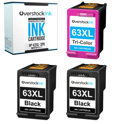 3PK 63XL 63 XL Ink Cartridge for HP DeskJet 3632, HP ENVY 4523 ...
