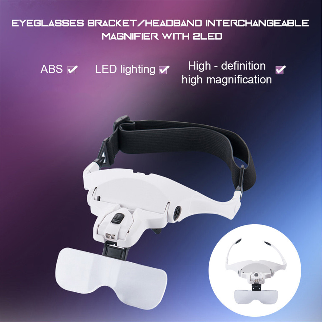Magnifying Glass Headset 2 LED Light Head Headband Magnifier 5 Lens ...
