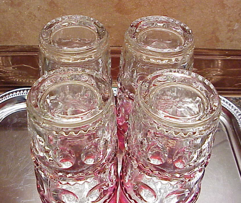 Vintage Indiana Glass Kings Crown Ruby Thumbprint Glasses (4) Tumblers ...
