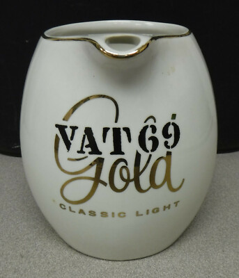 Vintage VAT 69 Gold Classic Light Pub Jug Bar Pitcher Gold printing and ...