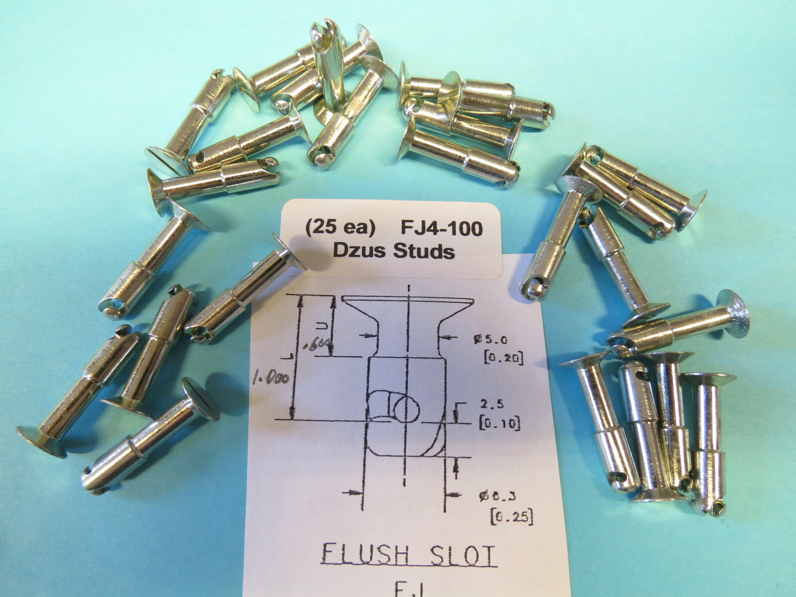 (25) D4 FJ4-100 Dzus Quarter Turn Size 4 Fastener 1/4" x .100 Aircraft ...