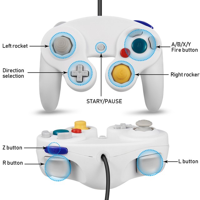 Classic Wired Dual Analog Shock NGC Controller Gamepad For Nintendo ...