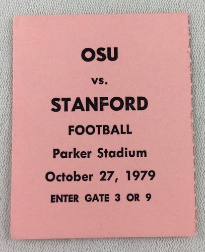 CFB 1979 10/27 Stanford at Oregon State Football Ticket Stub-John Elway ...