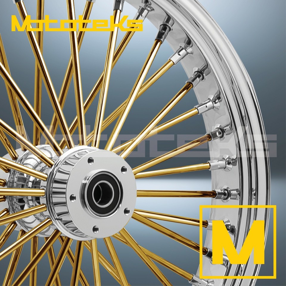 21" 21X3.5 FAT SPOKE WHEEL 40 STAINLESS GOLD FOR HARLEY SOFTAIL MODELS ...