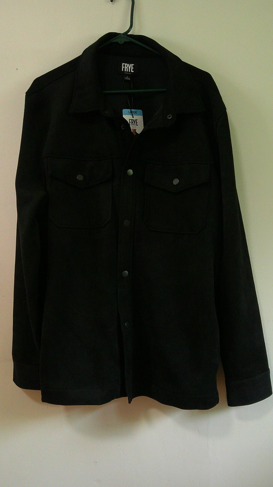 Frye Faux Suede Black Shirt Jacket Men's Large Four Pocket Snap ...