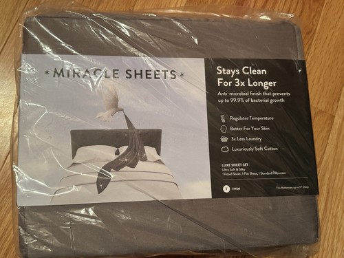NWT Miracle Made Luxe Miracle Sheets Set Infused Natural Stone Gray ...