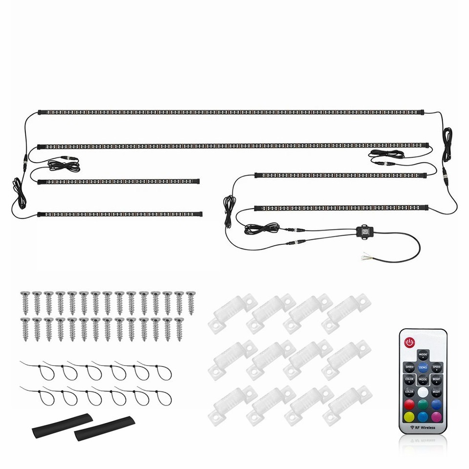 6x Double Row LED RGB Dream Lights Strip Neon Underglow LED Chasing Kit ...
