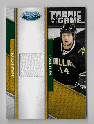 JAMIE BENN 2011-12 CERTIFIED HOCKEY SP GAME WORN JERSEY RELIC CARD #43 ...